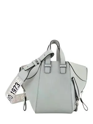 Loewe Leather Hammock Bag With Logo Jacquard Strap - Blue
