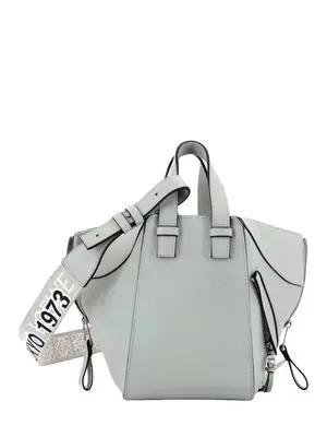 Loewe Leather Hammock Bag With Logo Jacquard Strap - Blue