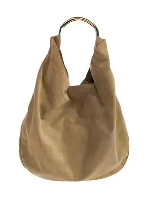 Moschino Handle Me Suede Shoulder Bag - Neutrals