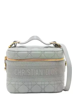 Dior Lambskin Cannage Diortravel Vanity Case Satchel - Blue
