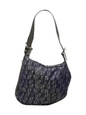 Fendi Zucchino Denim Oyster Shoulder Bag - Blue