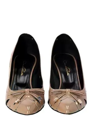 Oscar De La Renta Scallop Bow Detail Pumps - Brown