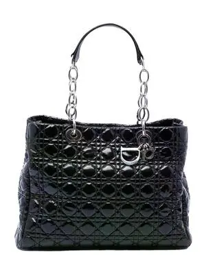 Dior Large Patent Cannage Lady Soft Shopping Tote Bag - Black