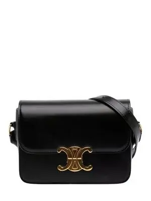 Celine Shiny Calfskin Triomphe Crossbody Bag - Black