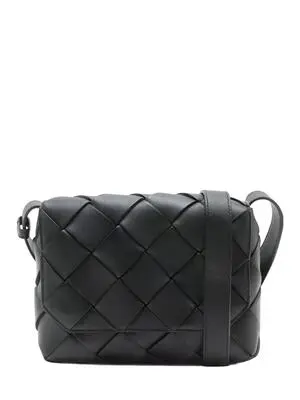 Bottega Veneta Calfskin Intreccio Diago Crossbody Bag - Black