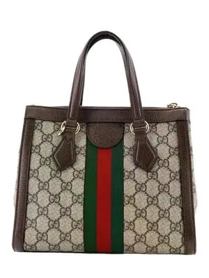 Gucci Ophidia Top Handle Gg Coated Canvas Small Tote Bag - Brown
