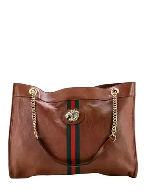 Gucci Gucci Rajah Chain Leather Tote Bag Brown