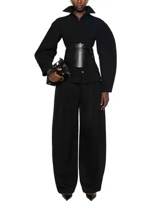 MUGLER Pleated Wide-leg Trousers - Black