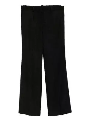 Magda Butrym Black Bouclé-knit Wide-leg Trousers - Green