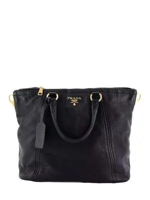 Prada Vitello Daino Convertible Tote Bag - Black