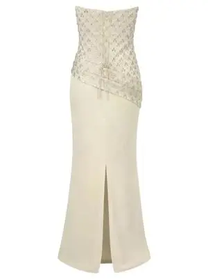 NAFSIKA SKOURTI Solene Crystal-embellished Gown - Neutrals