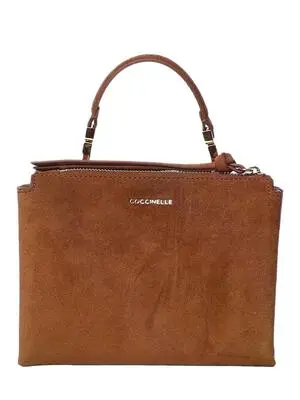 COCCINELLE Floral Embroidered Suede Tote Bag - Brown