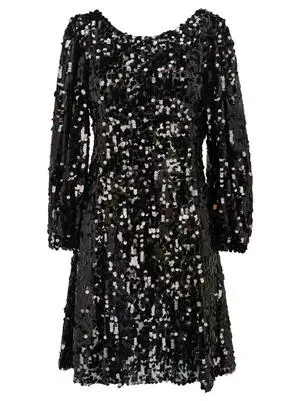 Dolce & Gabbana Sequined Long-sleeve Mini Dress - Black