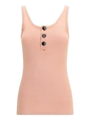 Chloé Fitted Henley Tank Top - Pink