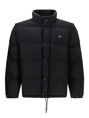 Prada Re-nylon Puffer Jacket With Triangle Logo - Black