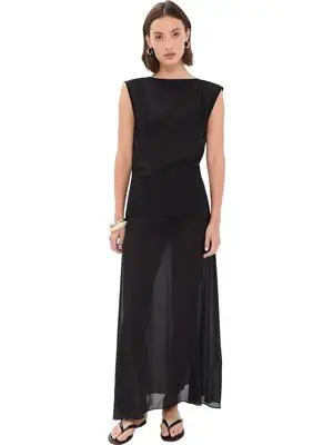 ST. AGNI Stretch Silk Bateau Dress