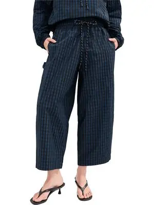 LE BOP Marcella Barrel Pants - Black/blue Gingham