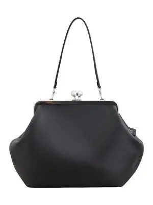 COACH Large Leather Kiss-lock Frame Bag - Black