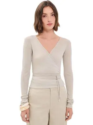 ST. AGNI Baby Wool Wrap Top - Soft Ash
