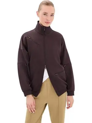 Tibi Active Knit Zipper Detailed Track Jacket - Brown
