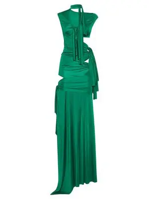 Dsquared2 Shiny Viscose Jersey Long Dress - Green