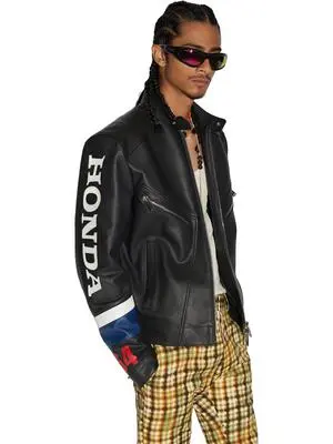 Dsquared2 Honda Leather Biker Jacket - Black
