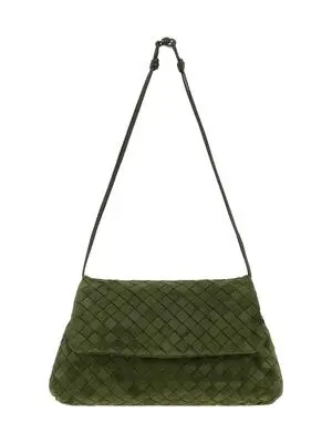 Bottega Veneta BOTTEGA VENETA Suede Giorno Shoulder Bag Green