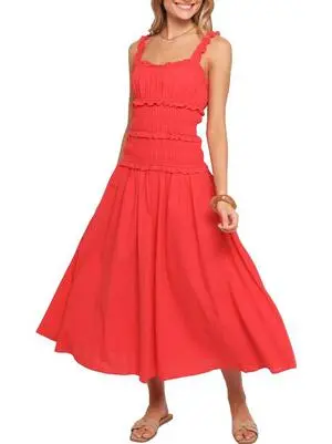 PETAL & PUP Sleeveless Smocked Maxi Dress - Red