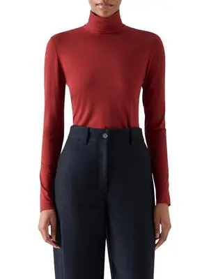 Akris Jersey Turtleneck Top - Copper