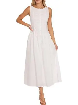 PETAL & PUP Evie Buttoned Maxi Dress - White