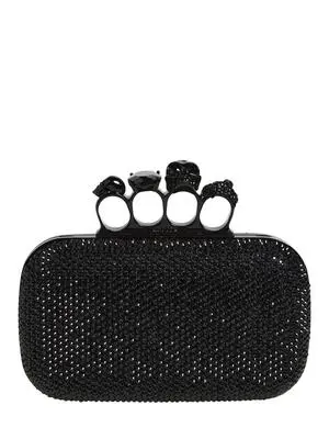 Alexander McQueen Crystal Embellished Leather Knuckle Clutch - Black