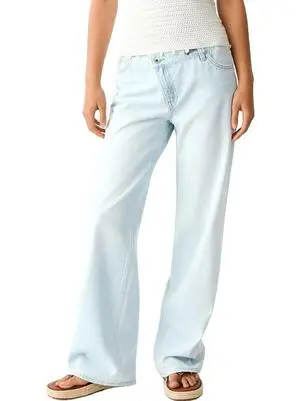 Mango High Waist Straight Leg Jeans - Bleach
