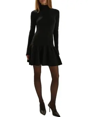 FAVORITE DAUGHTER The Perfect Daughter Long Sleeve Minidress - Black