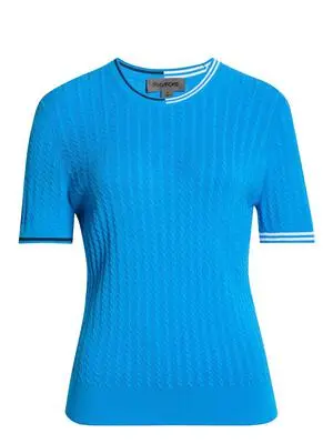 G/fore Cable Knit Short Sleeve Sweater - Cerulean