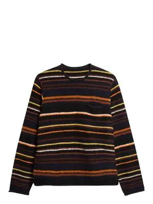 Sacai Stripe Mixed Knit Pullover - Black Multi