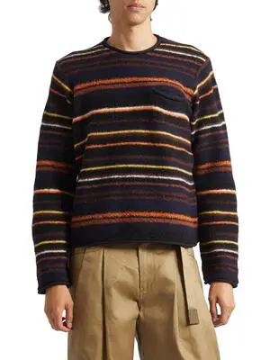 Sacai Stripe Mixed Knit Pullover - Black Multi