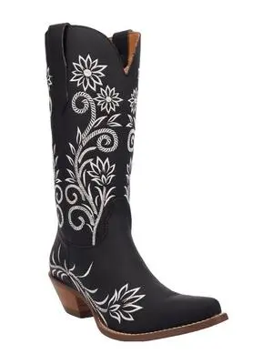 DINGO Buttercup Embroidered Western Boot - Black
