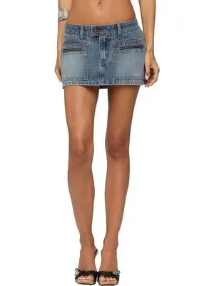 EDIKTED Verena Denim Microskirt - Medium-blue-washed
