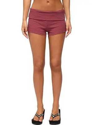 EDIKTED Monikah Stripe Micro Shorts - Red