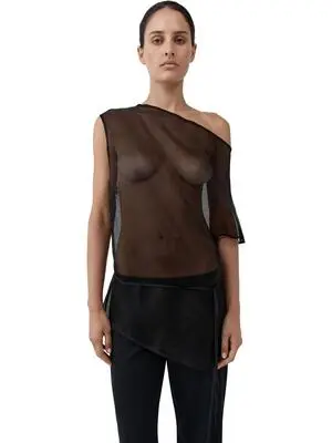 ST. AGNI Silk Mesh Mini Dress - Black