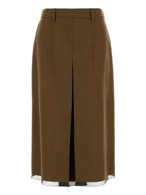 Prada Virgin Wool Skirt - Brown