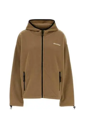 Miu Miu Oversized Fleece Sweatshirt With Hood - Brown