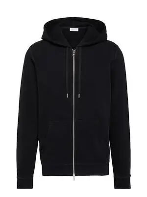 Sunspel Loopback Cotton Zip-up Hoodie - Black