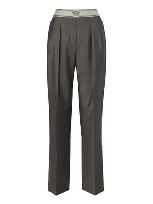 Versace Wool And Mohair Straight Leg Pants - Grey