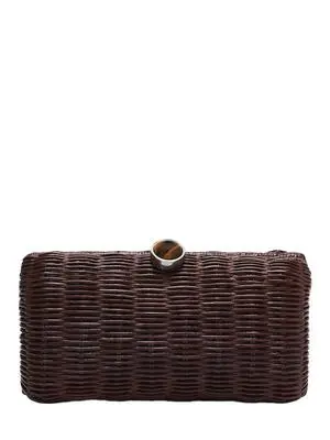 Judith Leiber Poppy Embellished Woven Clutch - Brown
