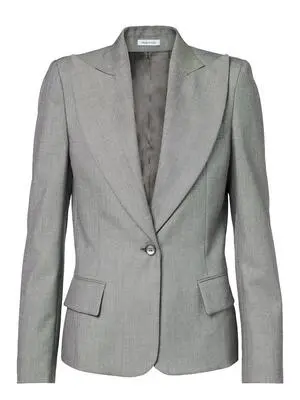 Alexander McQueen Single-breasted Wool Blazer - Grey