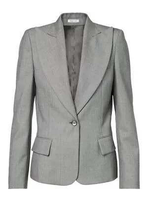 Alexander McQueen Single-breasted Wool Blazer - Grey