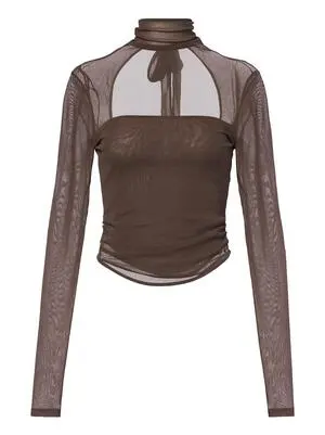 LEMAIRE Mesh Turtleneck Top - Brown