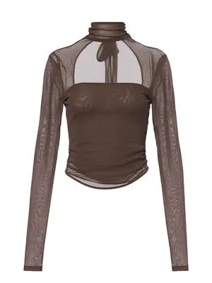 LEMAIRE Mesh Turtleneck Top - Brown