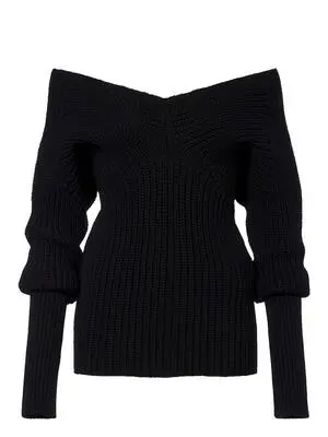 LEMAIRE Ribbed-knit Wool Sweater - Black